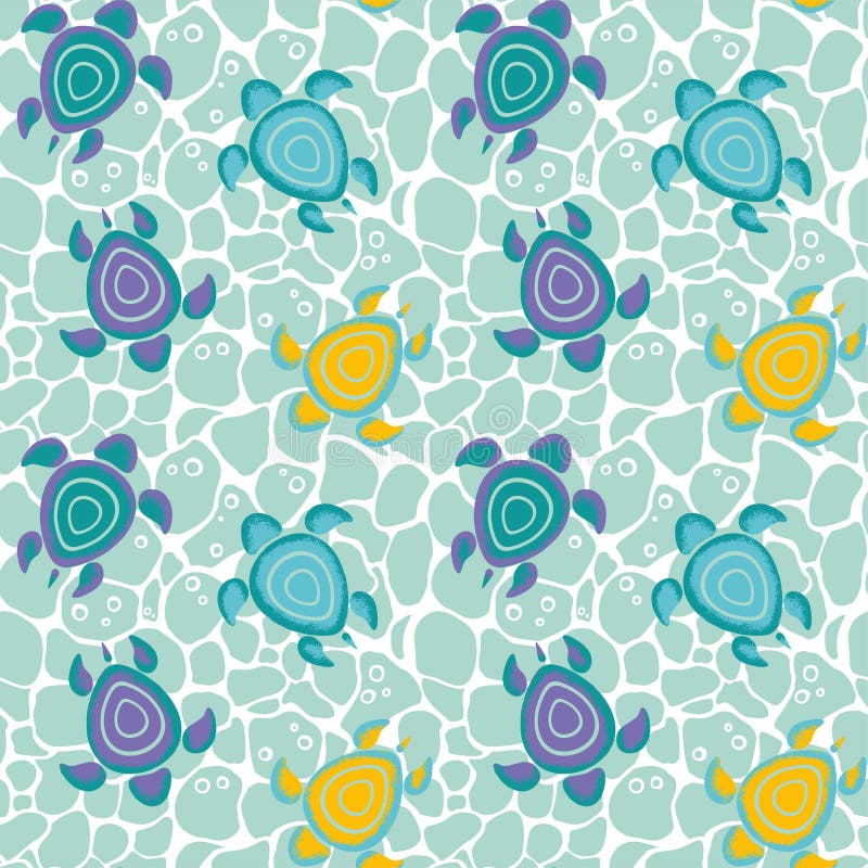 Sea turtles. Summer print stock illustration. Illustration of circle ...