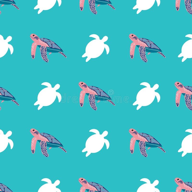 Sea Turtles Vector Repeat Pattern-10 Stock Vector - Illustration of ...