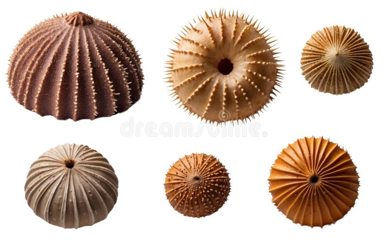 Sea Urchin Shell Shown from Different Angles on a White Background ...