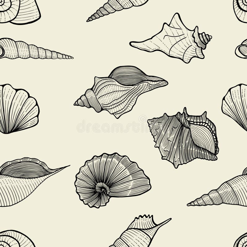 Sea Vector Seamless Pattern Stock Vector - Illustration of contour ...