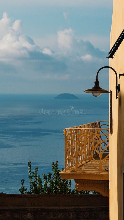 Sea view from balcony stock image. Image of coast, balcony - 260549713