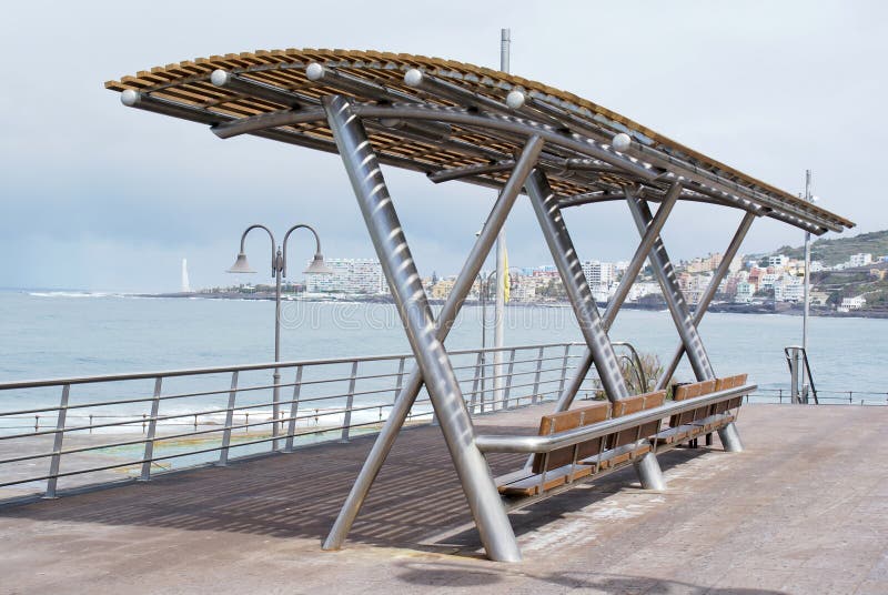 Sea view with benches 2 stock photo. Image of structure - 19798812
