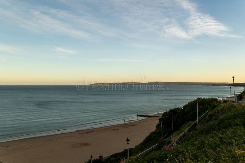 Sea View in Bournemouth on Sunset Stock Photo - Image of grass, summer ...