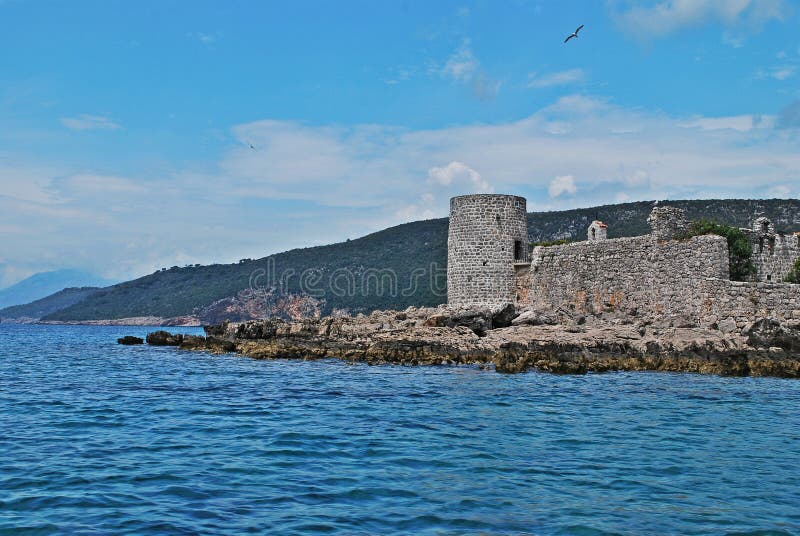 Sea view stock photo. Image of castle, mountains, water - 71440466