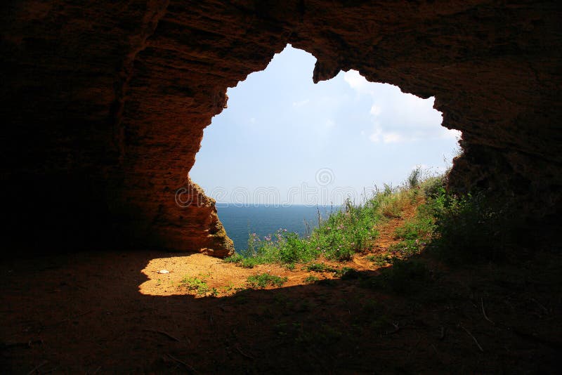 Sea view from cave stock image. Image of landscape, horizon - 59980943
