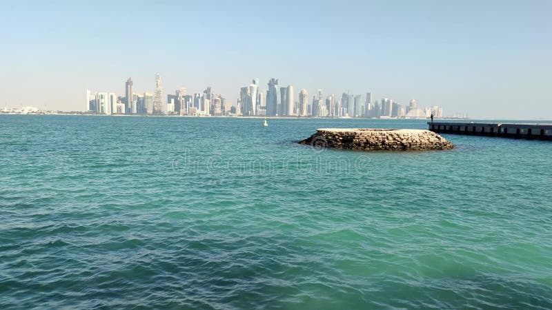 Sea View from Corniche Doha Qatar, Skyline Stock Footage - Video of ...