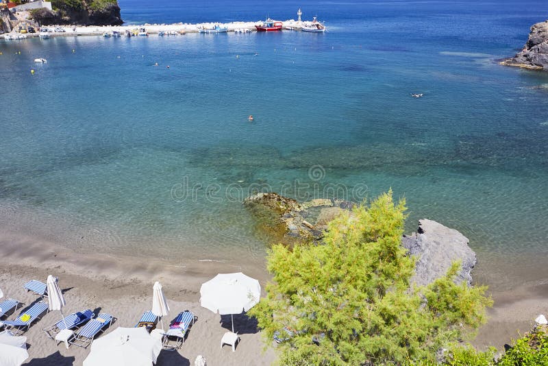 Sea View on the Crete Island Stock Photo - Image of seashore, rocks ...
