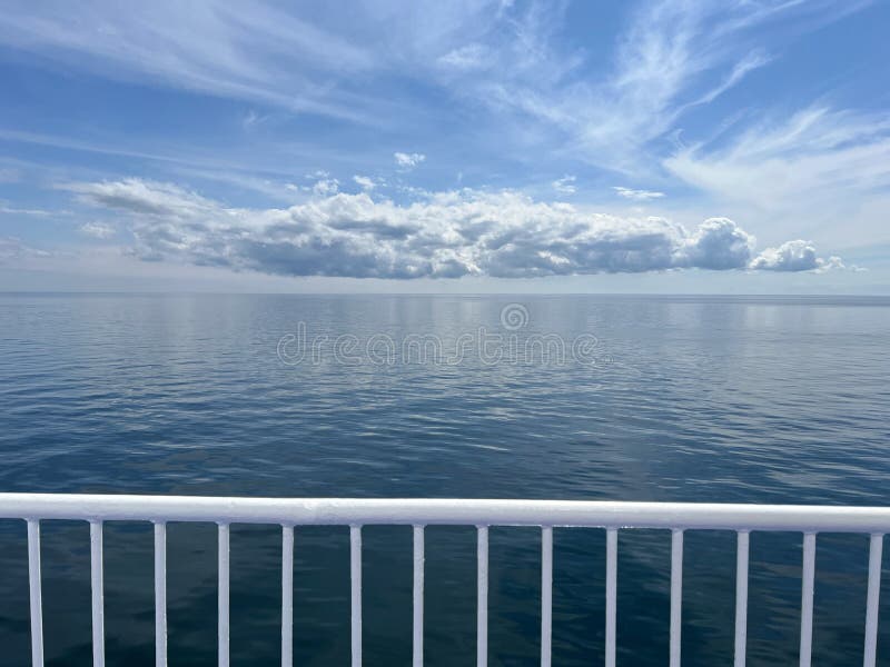 Sea View from the Deck of a Cruise Ferry Ship. Calm Water without Waves ...