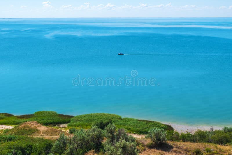 Sea View from the Hill on a Summer Day Stock Photo - Image of beach ...