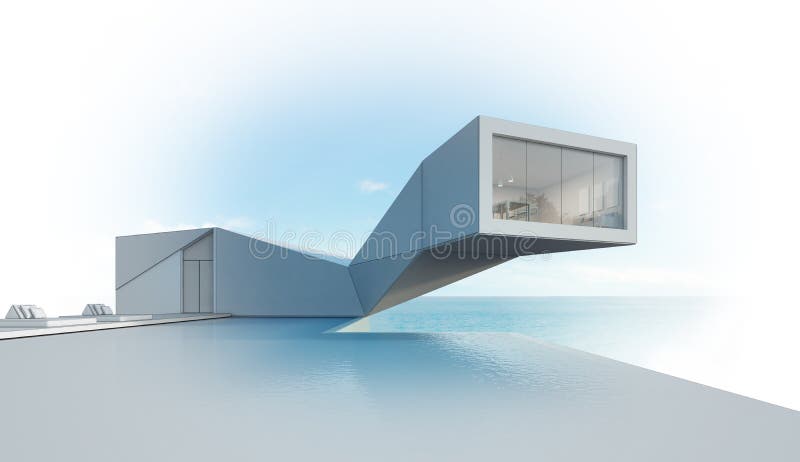 Sea View House with Pool in Modern Design, Abstract Building Stock ...