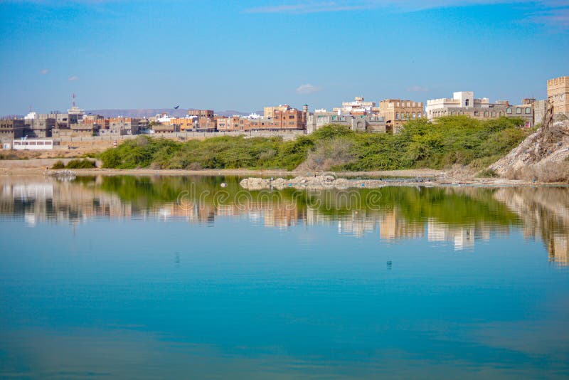 Sea View with Houses in Mukalla, Yemen Stock Photo - Image of caldera ...