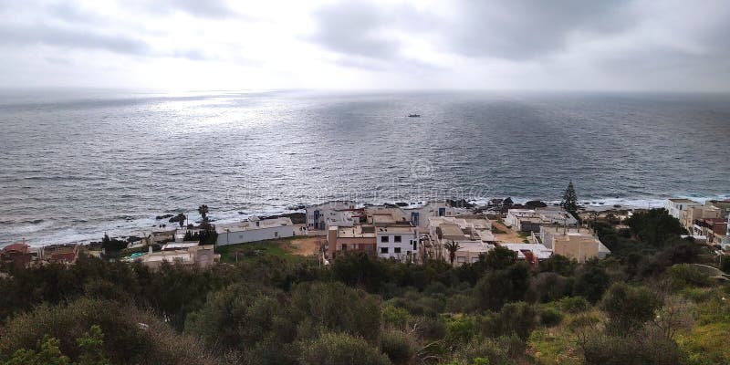 Sea view kelibia stock image. Image of rock, cloud, view - 212380045