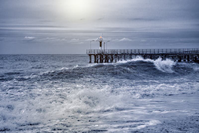Sea view at night time. stock image. Image of coast - 102024647