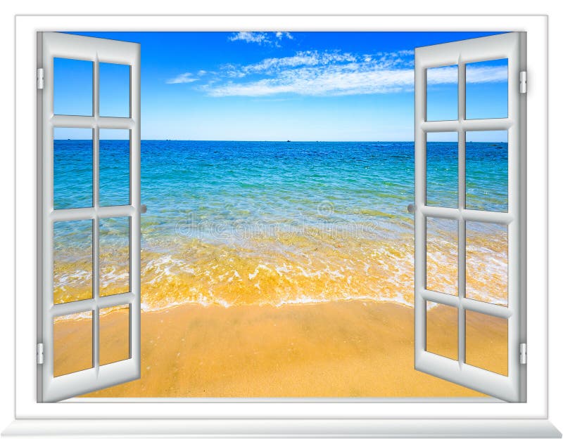 Sea view open window stock image. Image of summer, holiday - 130687349