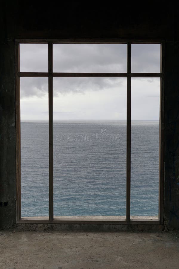Sea View Outside of the Window Stock Image - Image of cloud, horizontal ...