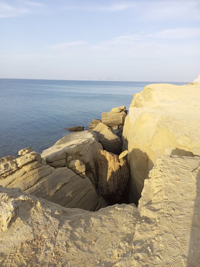 Sea View Rock Water Sky Water Rocks Stock Photo - Image of terrain ...