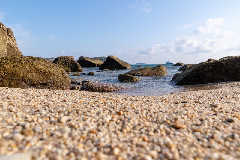 Sea View from the Stone Beach Stock Photo - Image of evening, coastline ...