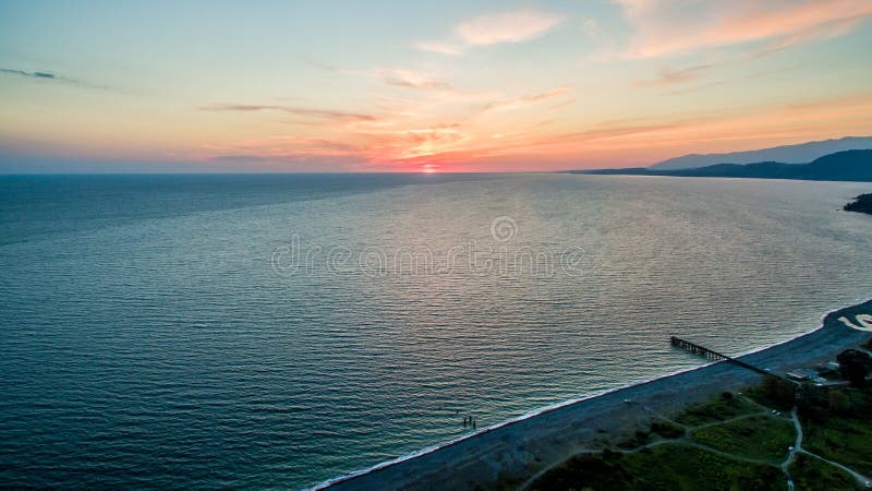 Sea View and Sunset from a Height Stock Image - Image of bright, city ...