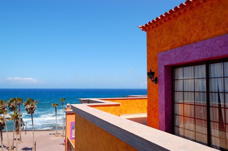 The Sea View Terrace and Building of Luxury Hotel Stock Photo - Image ...