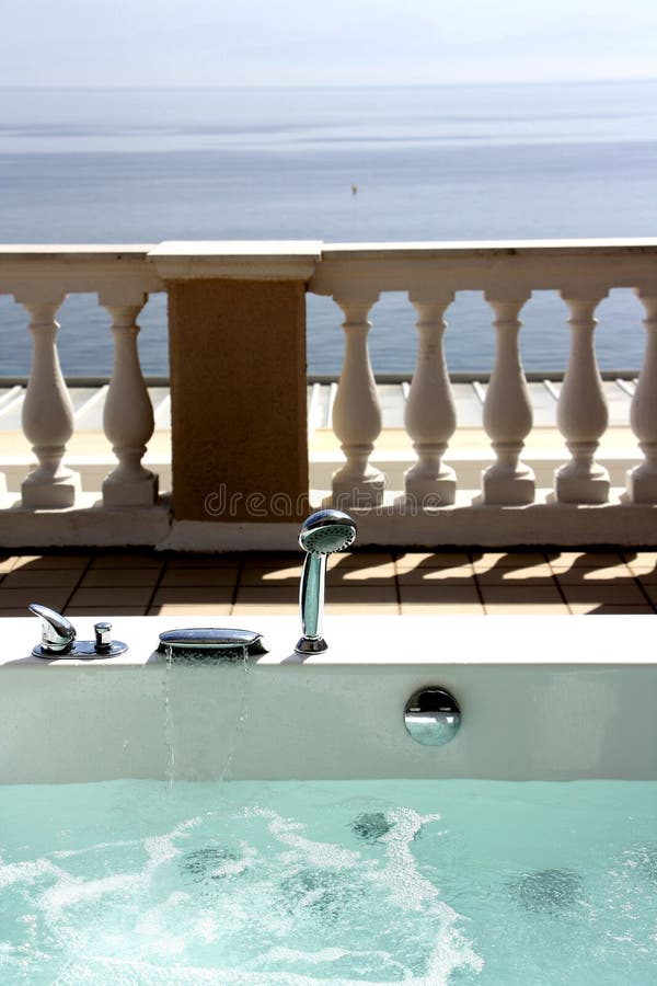 Sea view terrace jacuzzi stock photo. Image of luxurious - 44287260