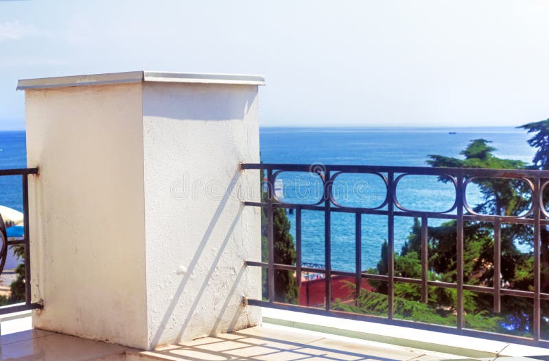 Sea view from terrace stock image. Image of white, beauty - 77959623