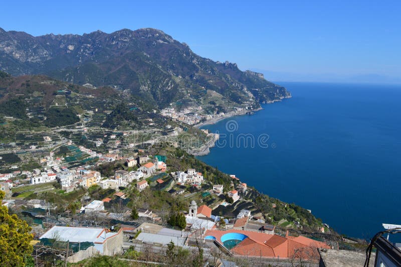 Sea View from the Top of Ravello, Italy Stock Photo - Image of blue ...