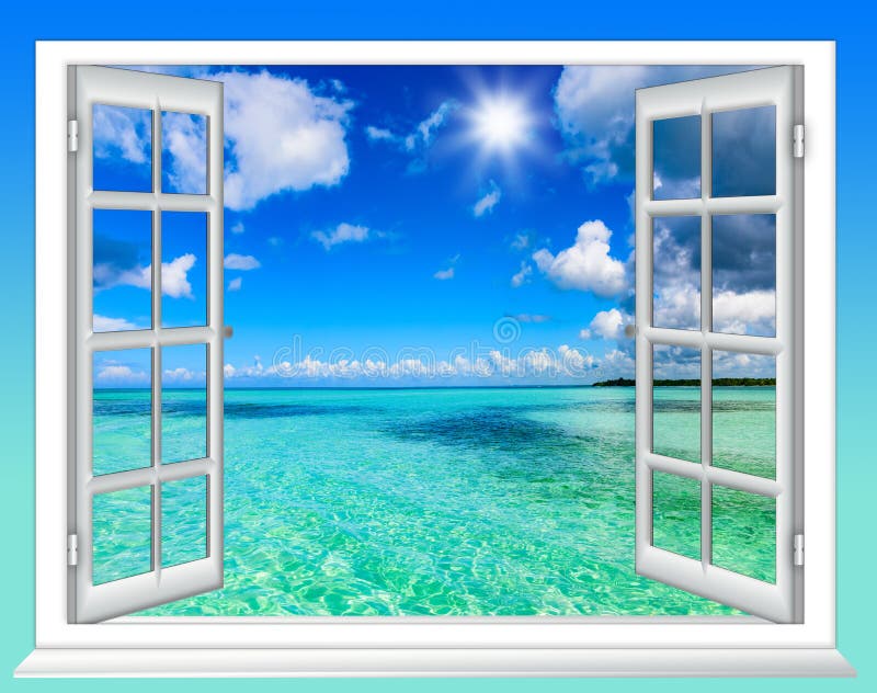Sea View Through Window In Sunny Day Stock Photo - Image of landscape ...