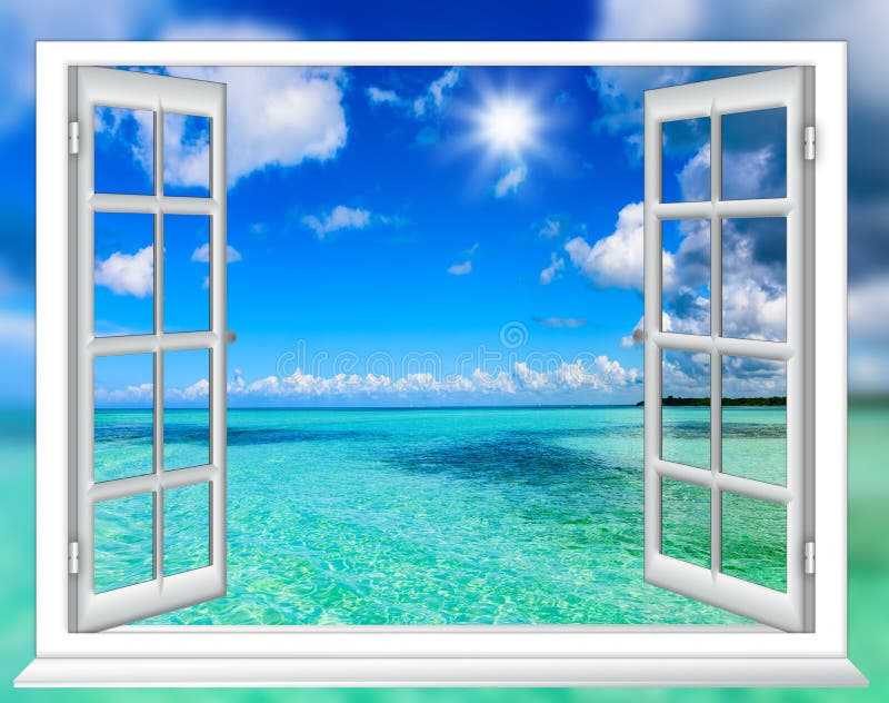 Sea view window stock photo. Image of blue, landscape - 80735646
