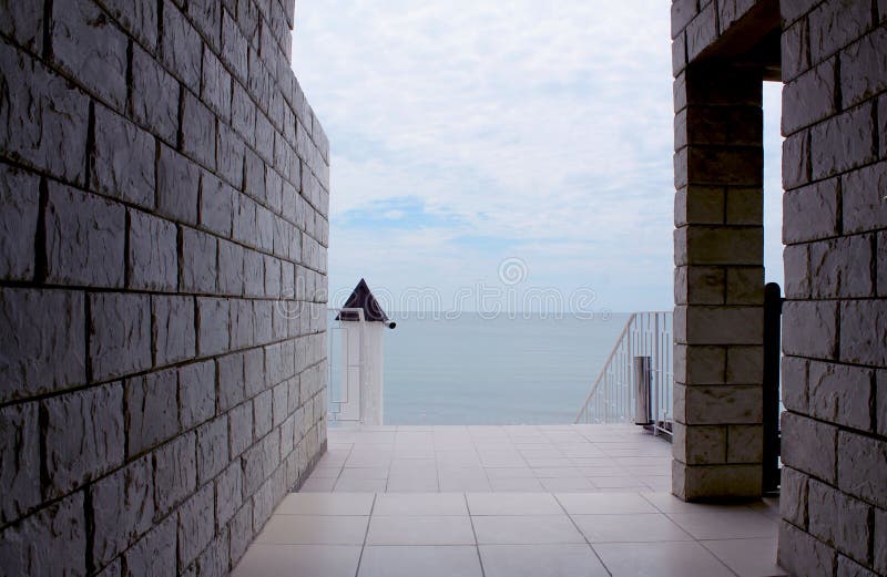 Sea Viewed through Window of Stone Wall. Stock Photo - Image of ...