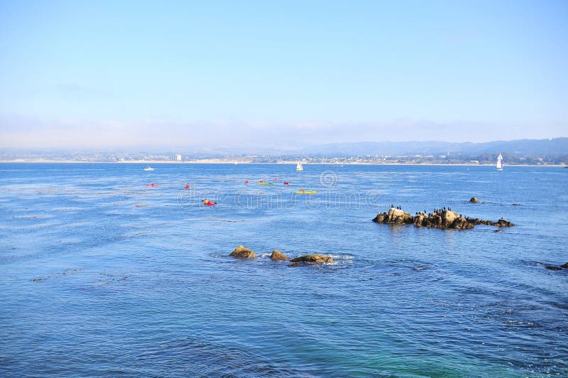 Sea Views with Blue Water and Sky Stock Photo - Image of watercraft ...