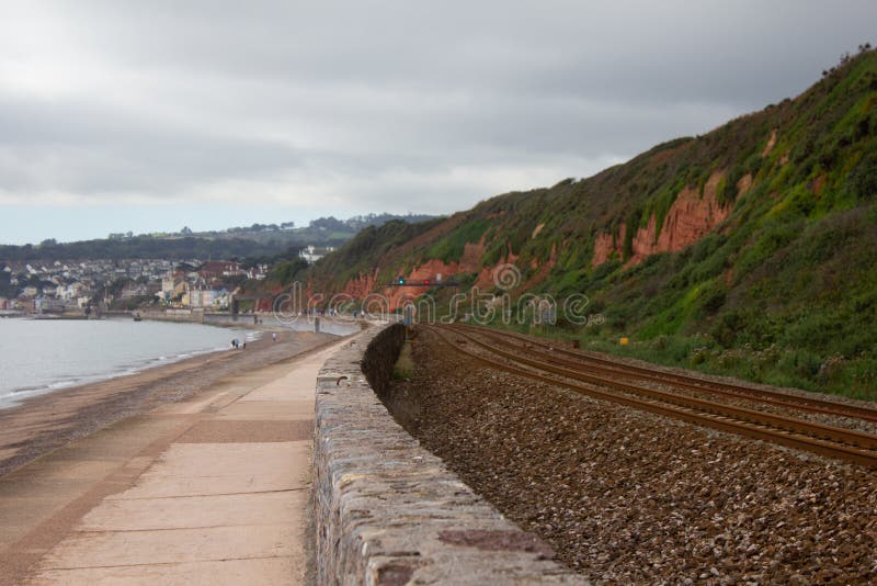 The Sea Wall Near the Town of Dawlish in Devon Stock Photo - Image of ...