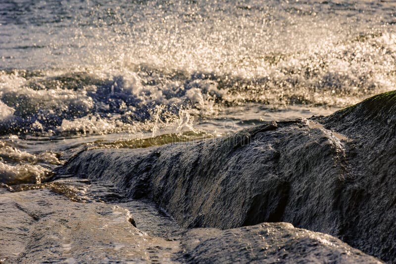 Water Breaking Over a Rock at the Sea Stock Photo - Image of chill ...