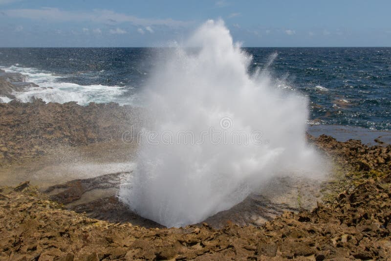 Sea Water Erupting from the Blow Hole Stock Image - Image of tropical ...