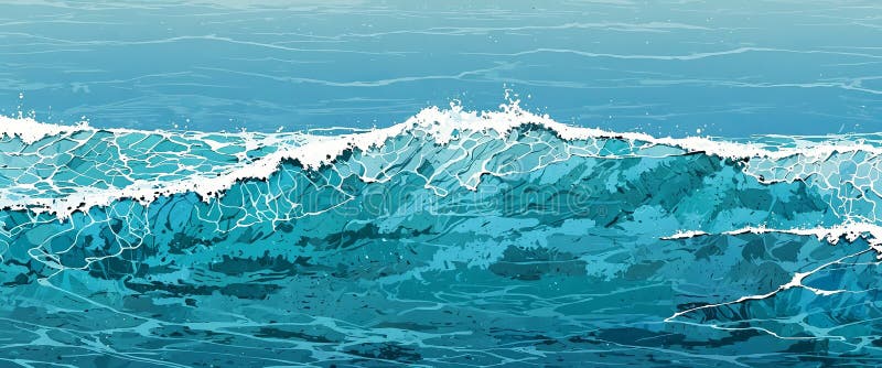 Sea Water Surface Cut Out Water Illustrations. Stock Image - Image of ...