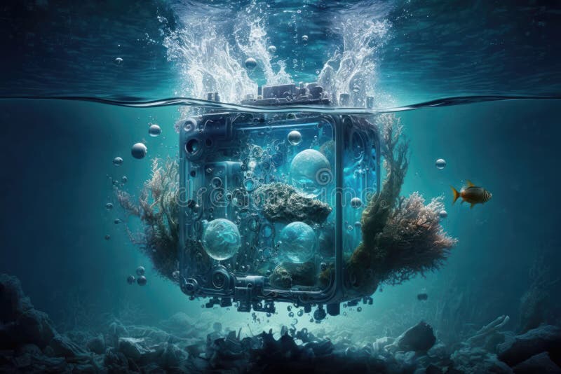 Sea Water To Energy: the Promise of Hydrogen. Generative AI Stock Photo ...