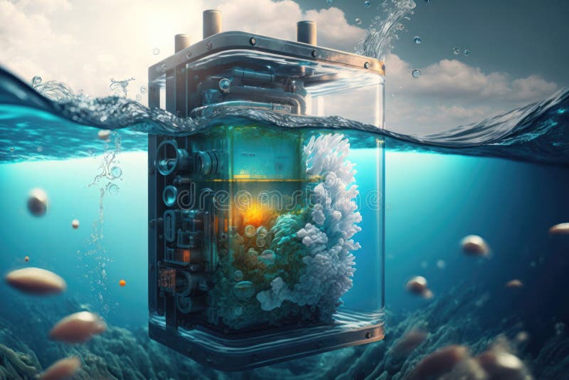 Sea Water To Energy: the Promise of Hydrogen. Generative AI Stock Image ...