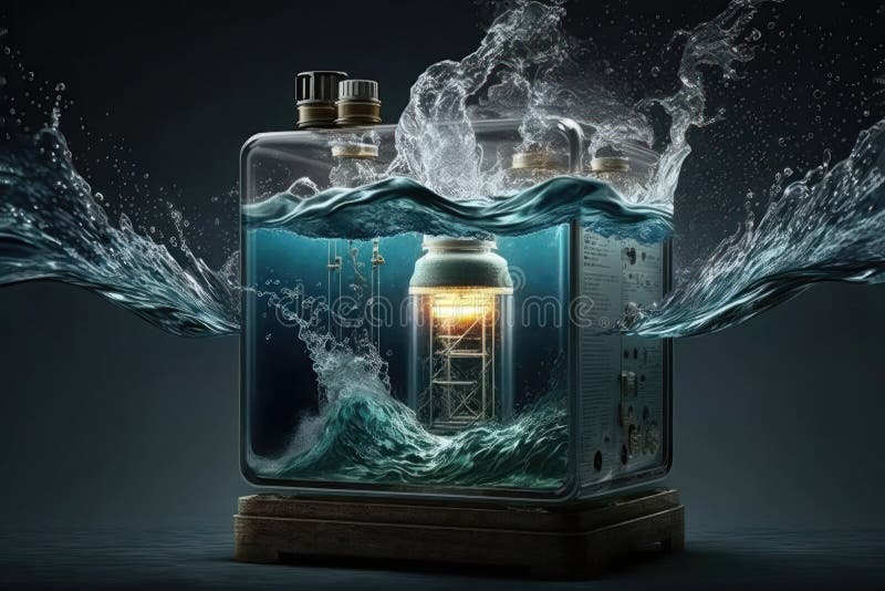 Sea Water To Energy: the Promise of Hydrogen. Generative AI Stock Photo ...