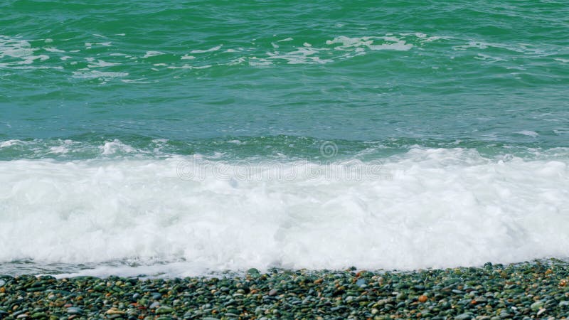 Sea Water Waves. Wave after Wave Swept Towards Shore. Slow Motion ...