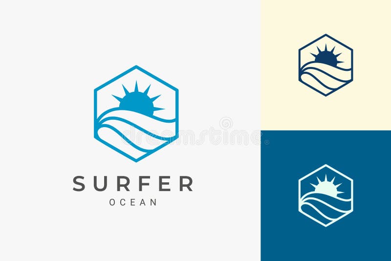 Sea or Waterfront Logo in Simple and Clean Hexagon Shape Stock Vector ...