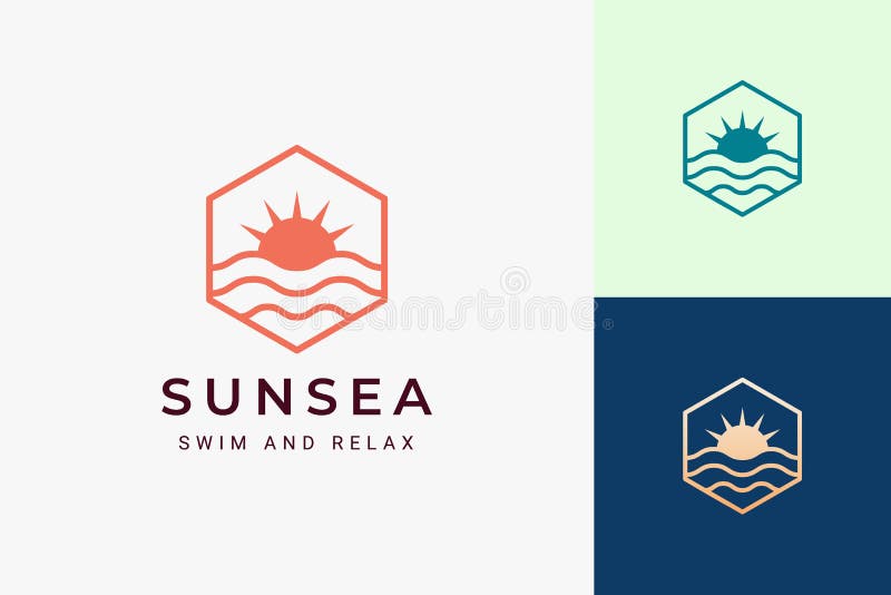 Sea or Waterfront Logo in Simple and Clean Hexagon Shape Stock Vector ...