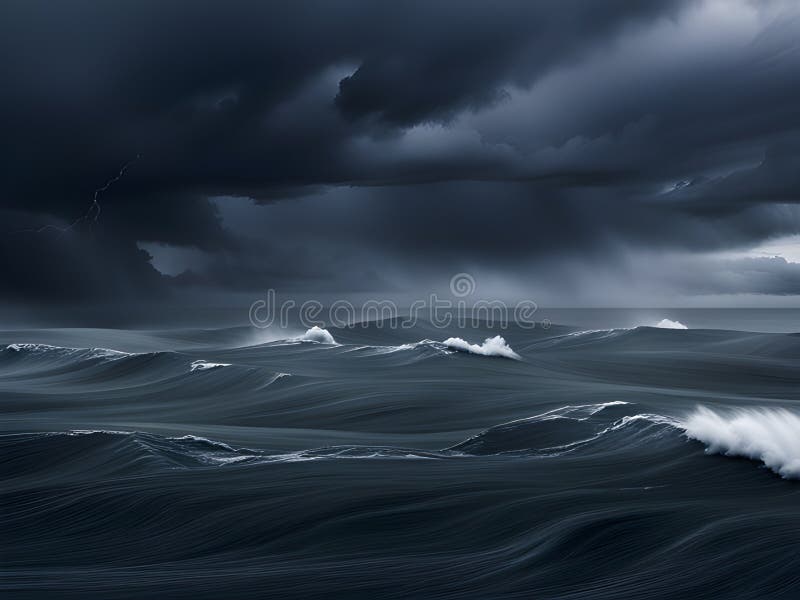 Sea Wave Atlantic Ocean with Storm Stock Illustration - Illustration of ...