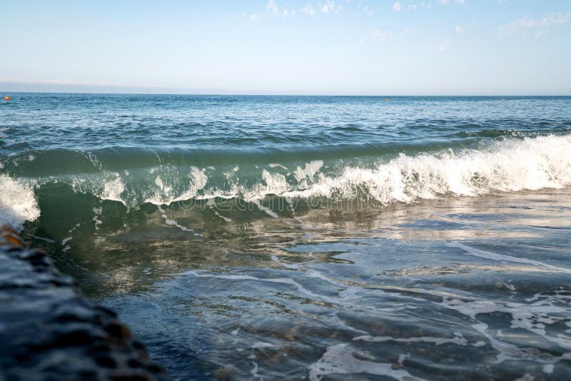 Sea Wave in Back Sunlight with Place for Text. Stock Photo - Image of ...