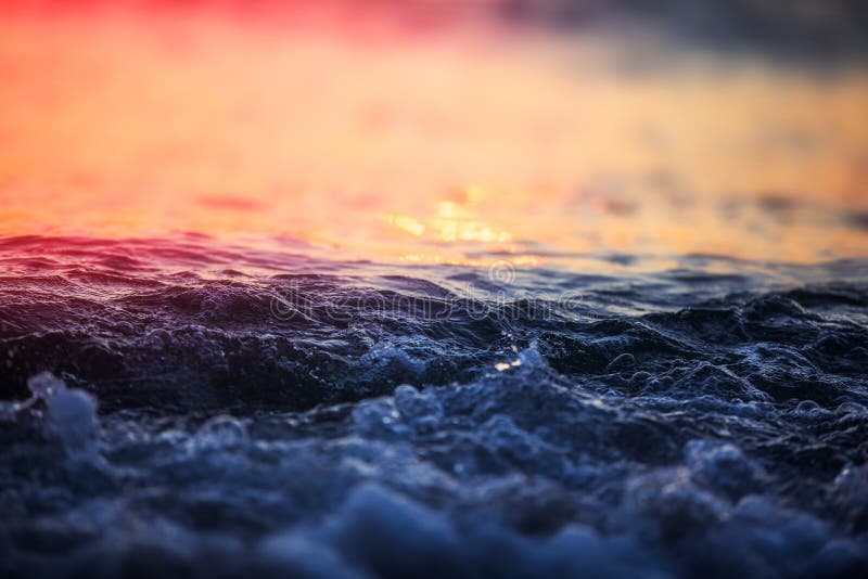 Sea Wave Close Up, Low Angle View, Sunrsie Shot Stock Image - Image of ...