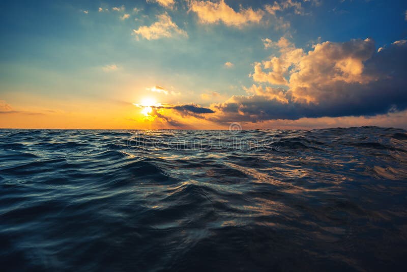 Sea Wave Close Up, Low Angle View, Sunrsie Shot Stock Photo - Image of ...