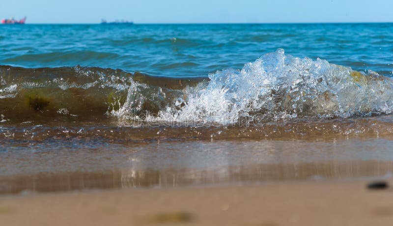 Sea Wave, the Excitement on the Shore Sea, Sea Water Foam, the Water is ...