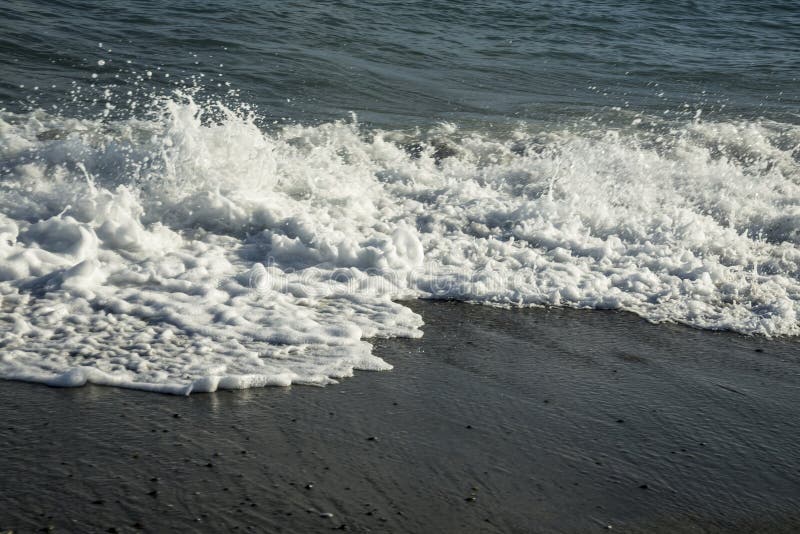 Sea Wave with Foam on the Beach of Chania Stock Image - Image of travel ...
