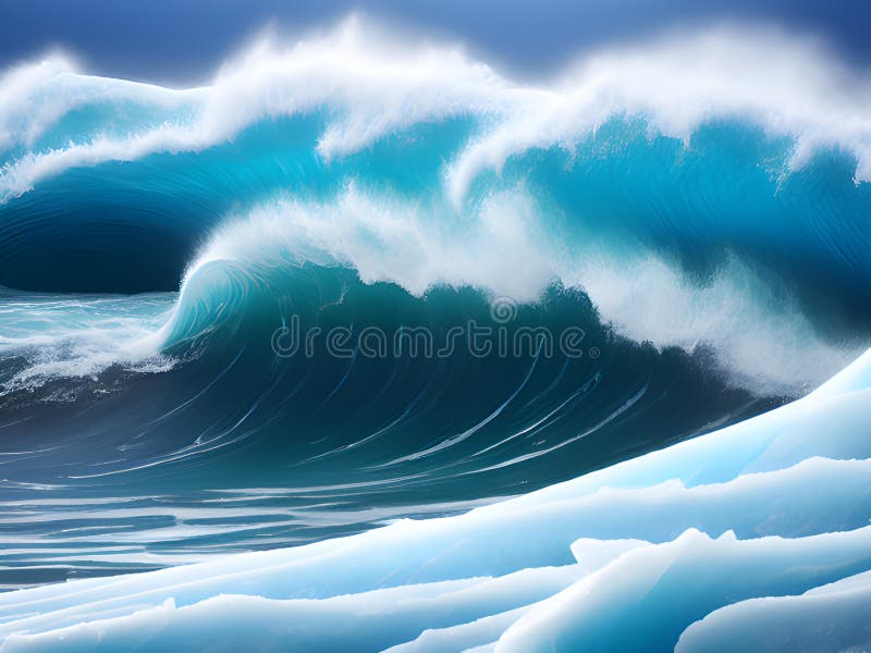 Sea Wave and Foam on the Beach, Ai Generated Stock Illustration ...