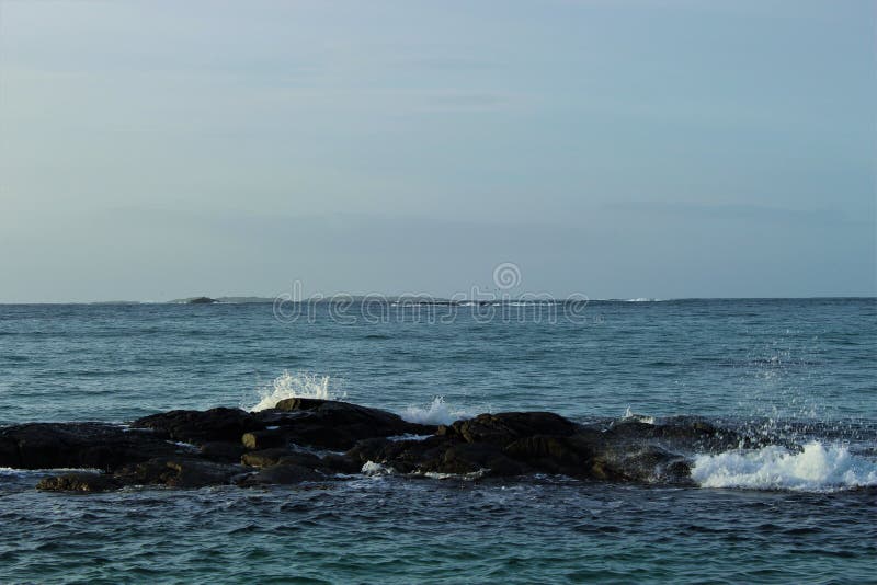 Sea stock photo. Image of shore, horizon, wave, rocks - 83962442