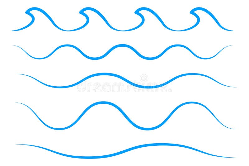 Sea Wave Icon Set. Collection of Thin Line Waves Stock Vector ...