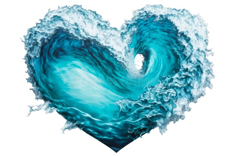 Sea Wave Light Blue in the Shape of a Heart on a White. Generative AI ...